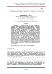 DEVELOPING INSTRUMENT TO MEASURE RELIGIOSITY AND OTHER AFFECTIVE DOMAIN ...